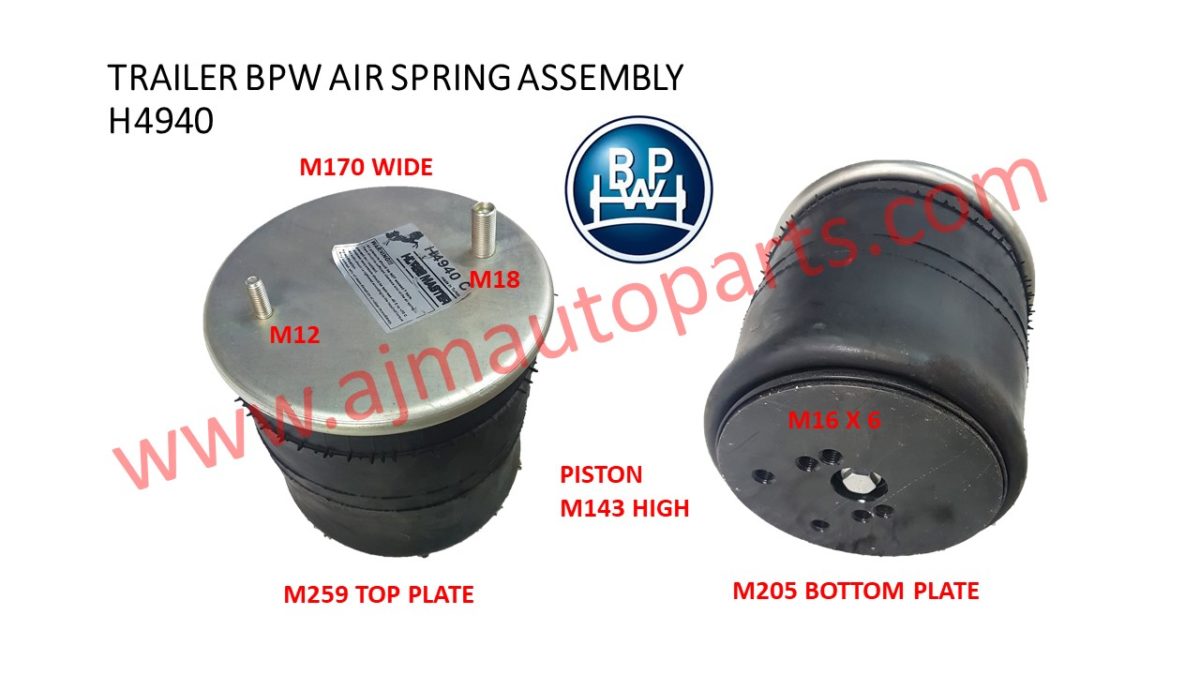 TRAILER BPW AIR SPRING ASSEMBLY – 4940NP02 / 784940-2C / BPW30K / 05 ...